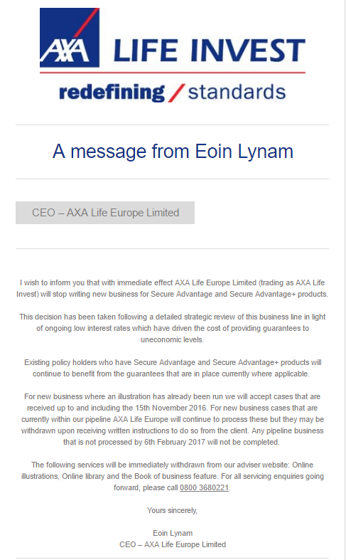 Axa pulls capital guarantee products from UK | Money Marketing